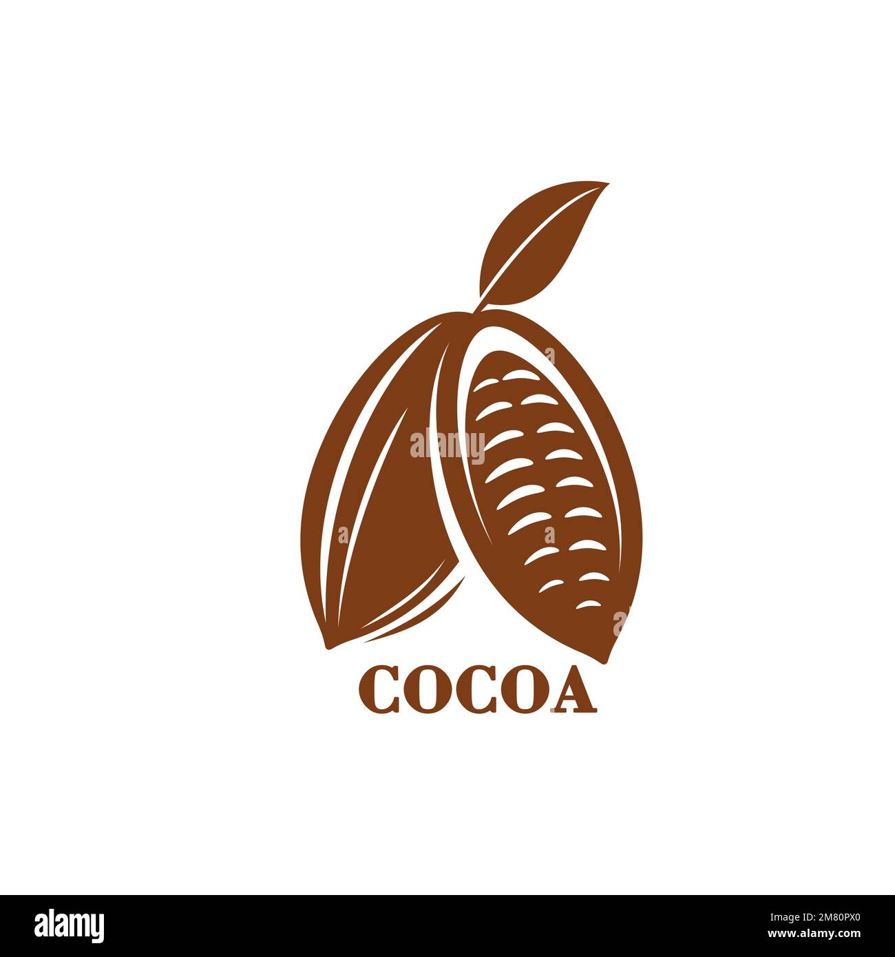 Cocoa icon. Cacao bean graphic symbol or emblem. Cocoa farm, chocolate ...