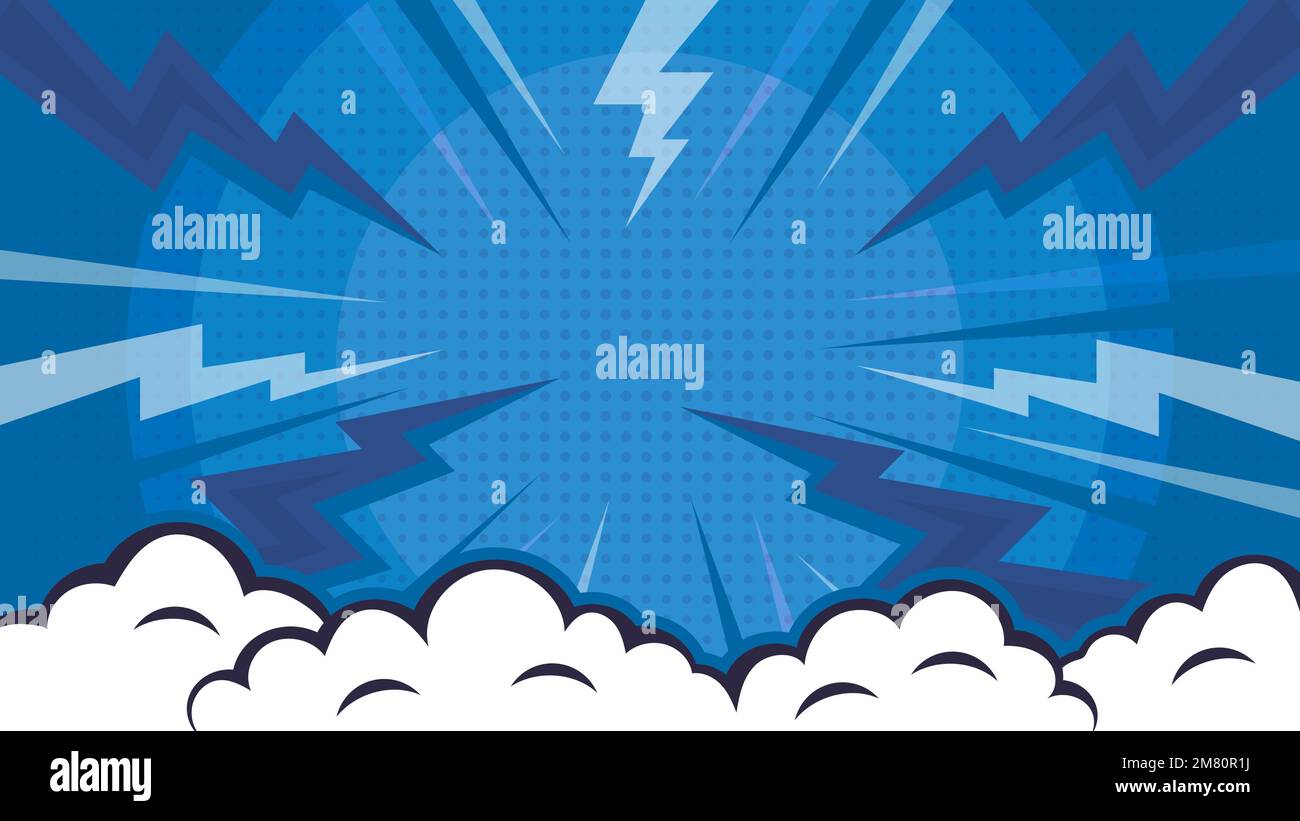 lightning explosion with cloud pop art retro comic style background ...