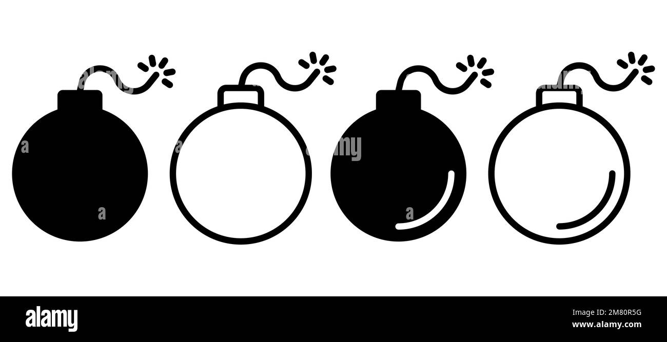 Burning fuse black bomb. Bomb with spark. Vector illustration. Eps 10 ...