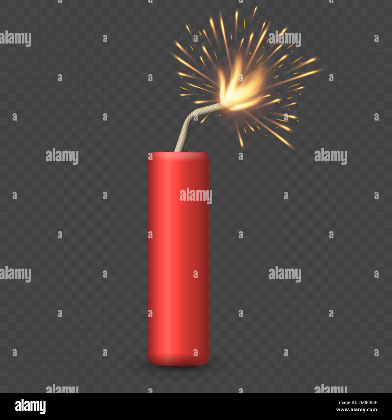 Realistic red detonate dynamite bomb sticks with fire flash. Vector ...