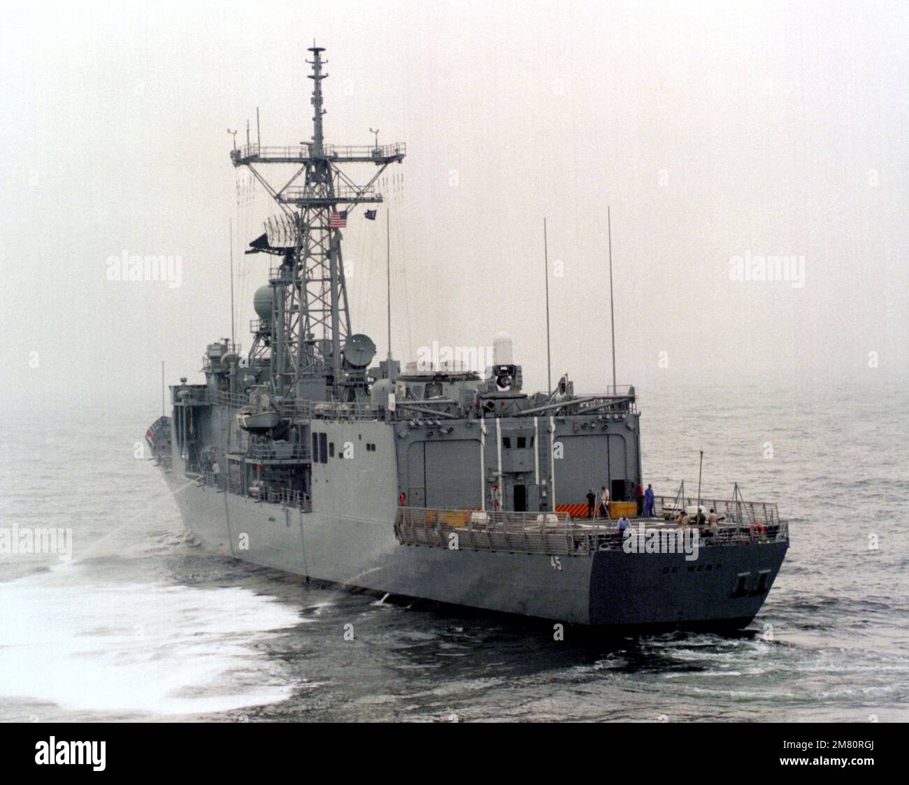 A port quarter view of the guided missile frigateDE WERT (FFG-45 ...