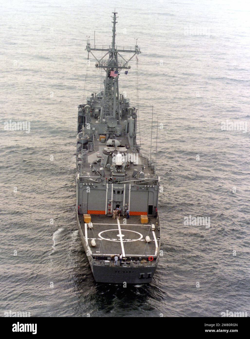 An elevated stern view of the guided missile frigate DE WERT (FFG-45 ...