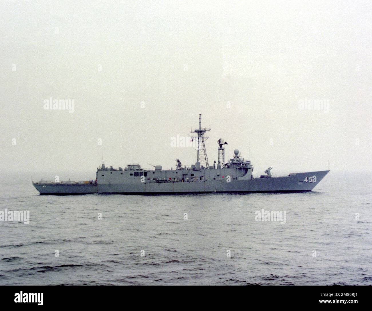 A starboard beam view of the guided missile frigateDE WERT (FFG-45 ...