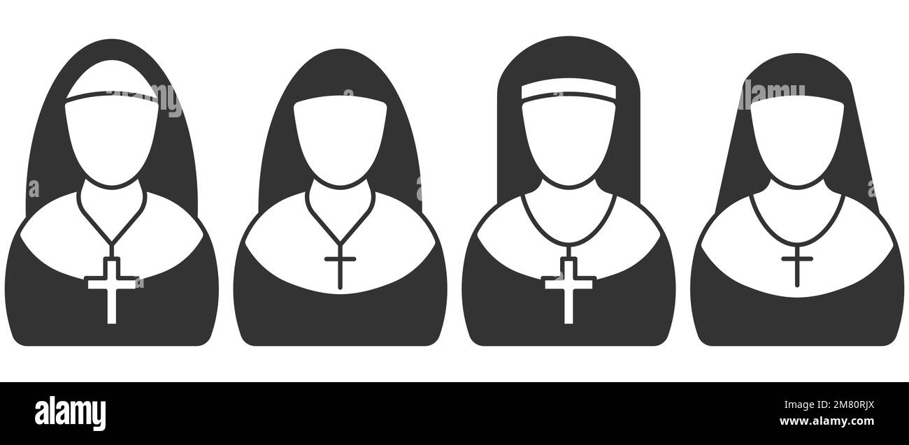 Simple Nun Icon. Sister of mercy sign. Vector illustration. Eps 10 ...