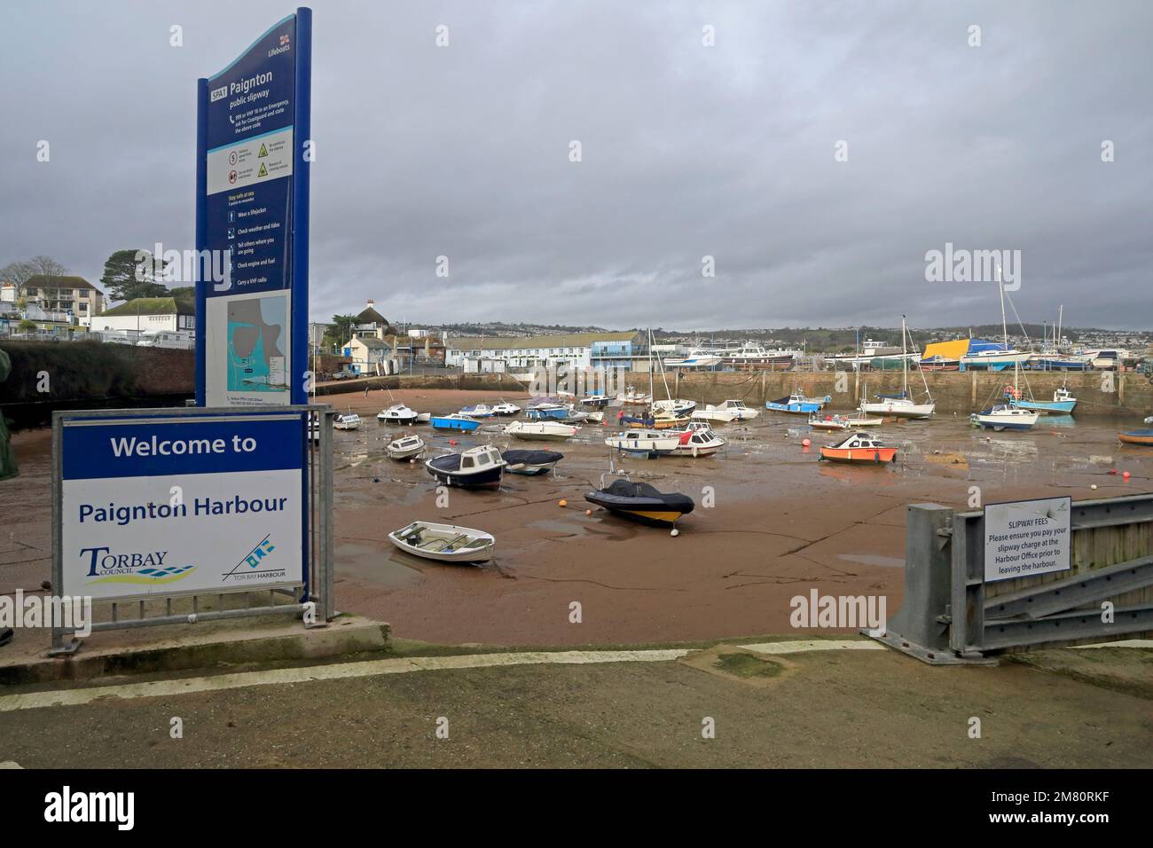 Welcome to Paignton Harbour and sign, Torbay, Devon. Taken January 2022 ...