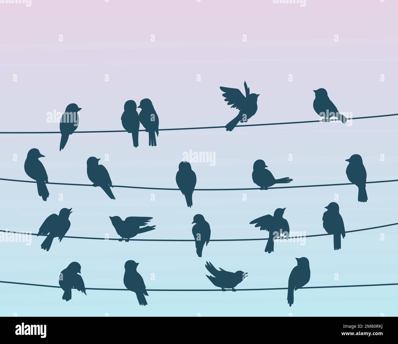 Sparrow bird sitting on electric cable Stock Vector Images - Alamy
