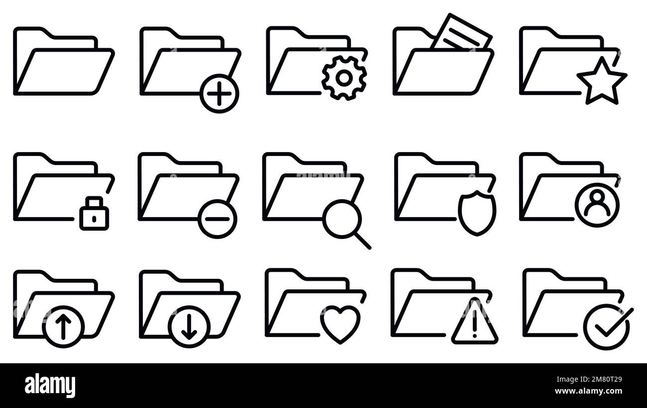 File folder line icon set. Vector illustration. Eps 10 Stock Vector ...