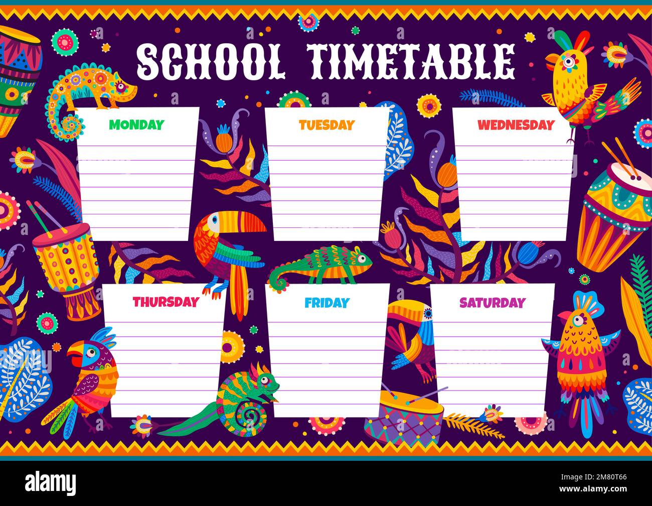 School timetable animals hi-res stock photography and images - Alamy
