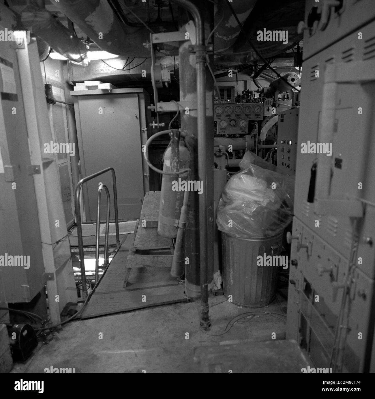 The No. 2 upper level auxiliary machinery room aboard the guided ...