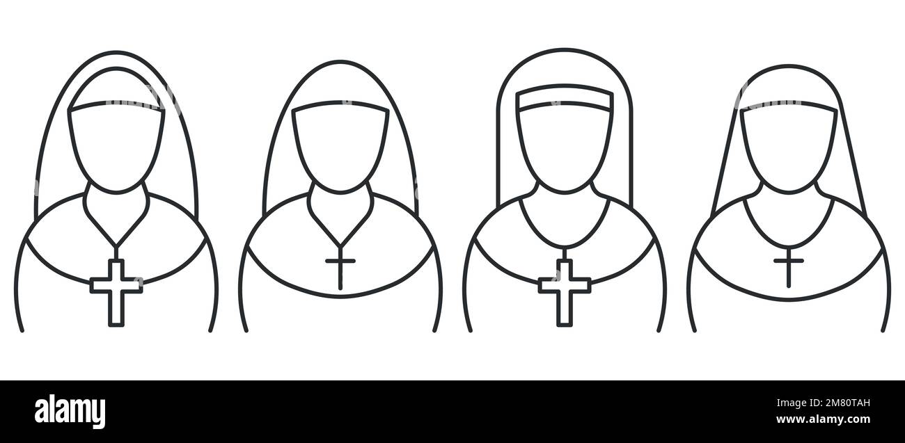 Nun Simple Line Icon. Sister of mercy sign. Vector illustration. Eps 10 ...