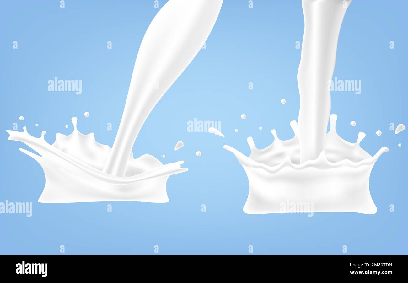 Creamy white liquid splash. Flowing milk. Melted and dripping protein ...