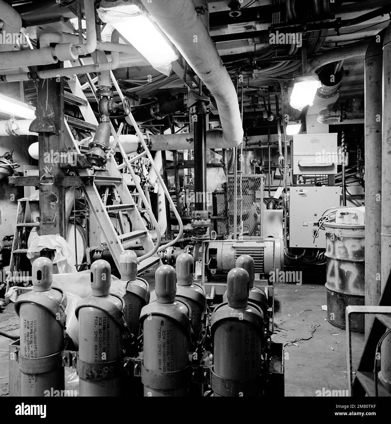 An interior view of the air-conditioning machinery room aboard the ...