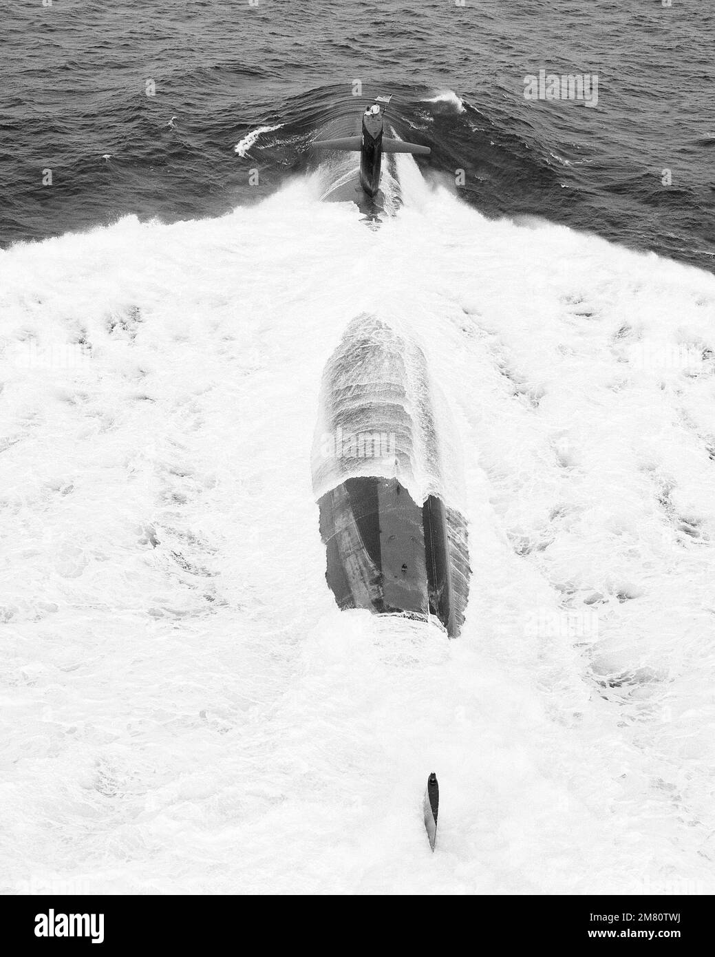 Aerial stern view of the nuclear-powered attack submarine USS BUFFALO ...
