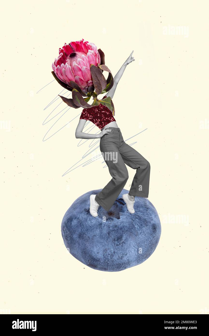 Vertical creative photo collage illustration of headless girl flower ...