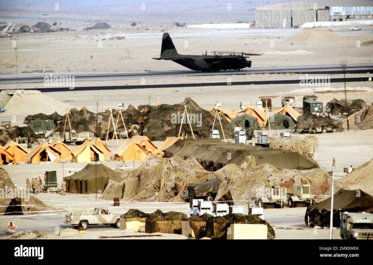 An overall view of the camp set up for exercise Bright Star '83. A ...