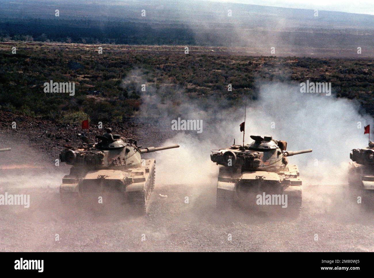 A live-fire exercise takes place with three M-60A1 tanks from A Troop ...