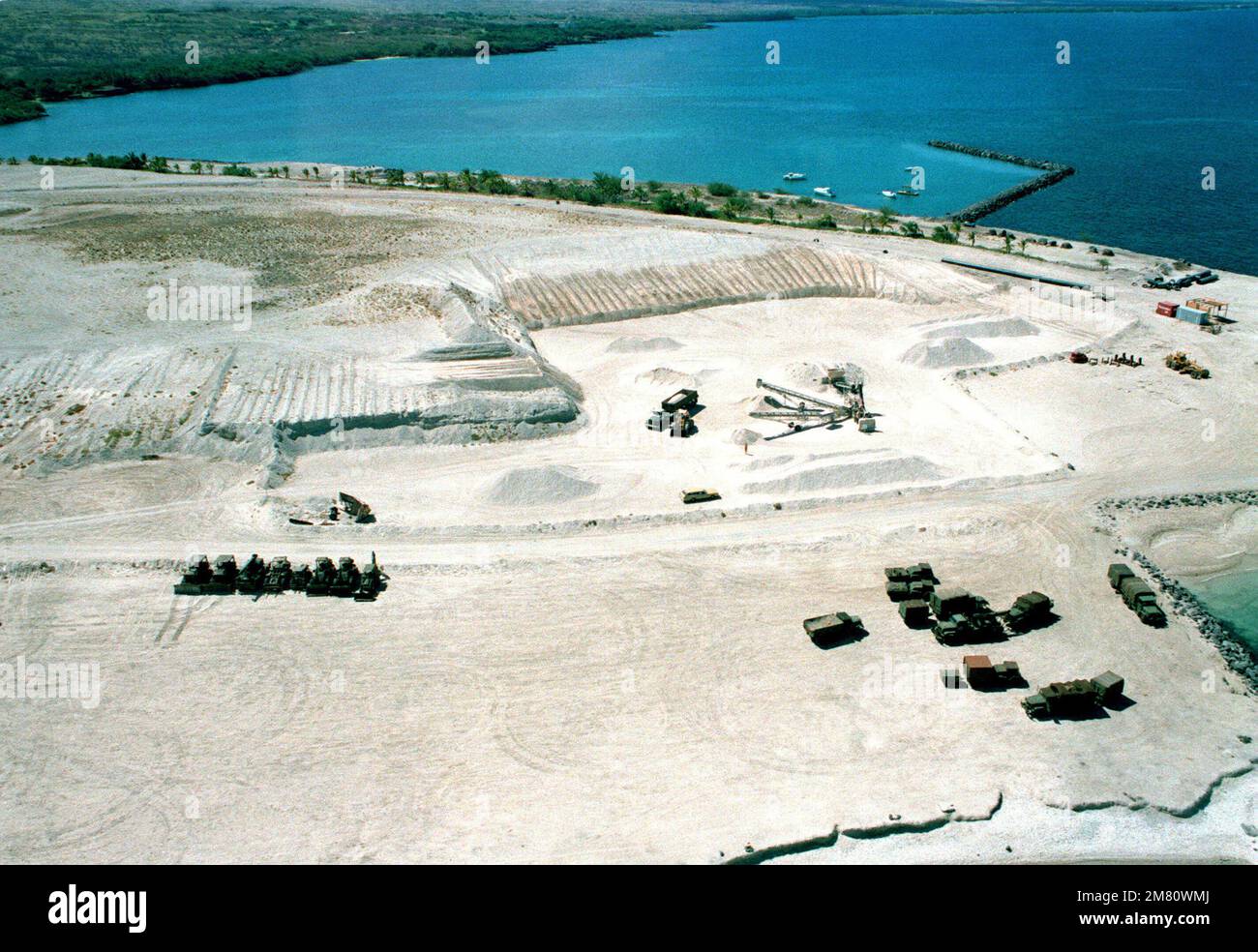 Aerial view of the Harbor of Kawaihae, below Waimea, where vehicles of ...