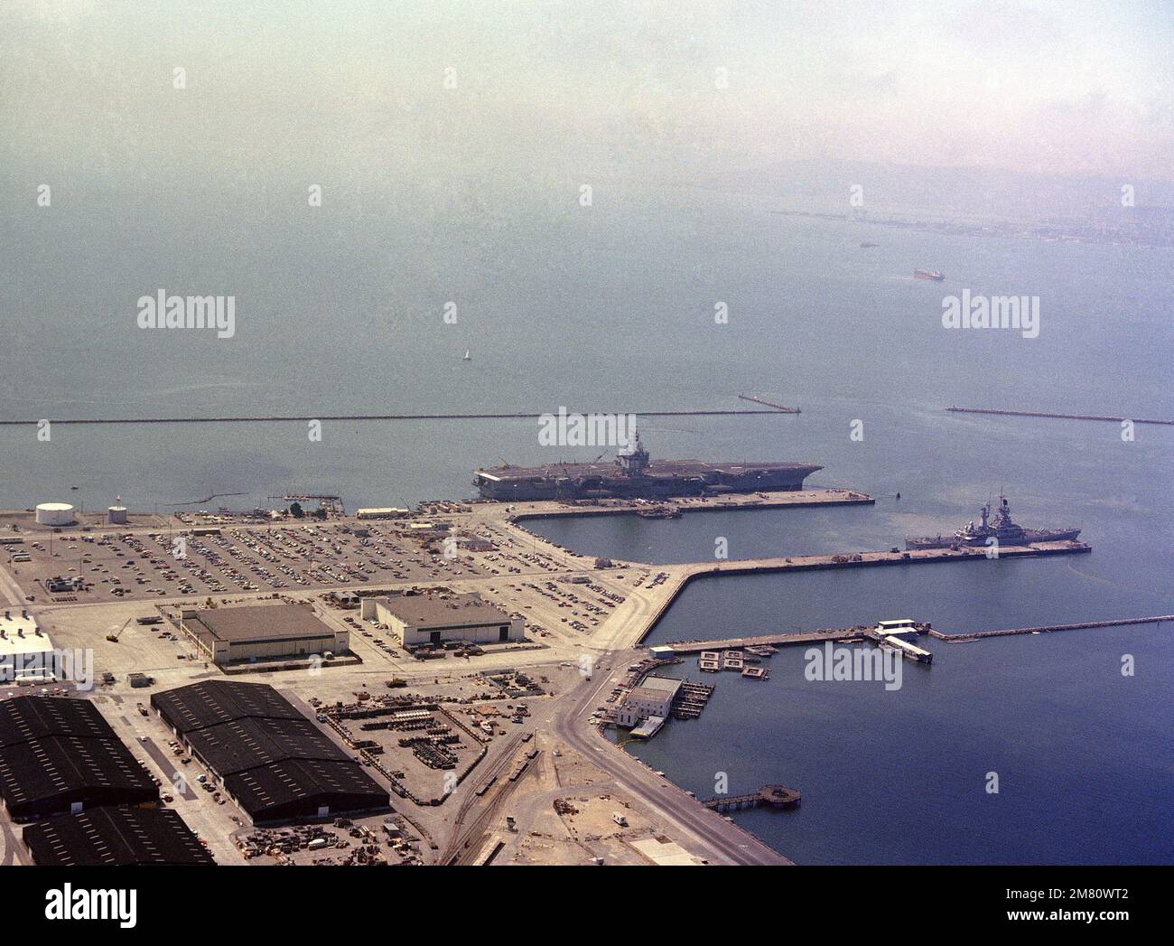 Aerial starboard view of the nuclear-powered aircraft carrier USS ...