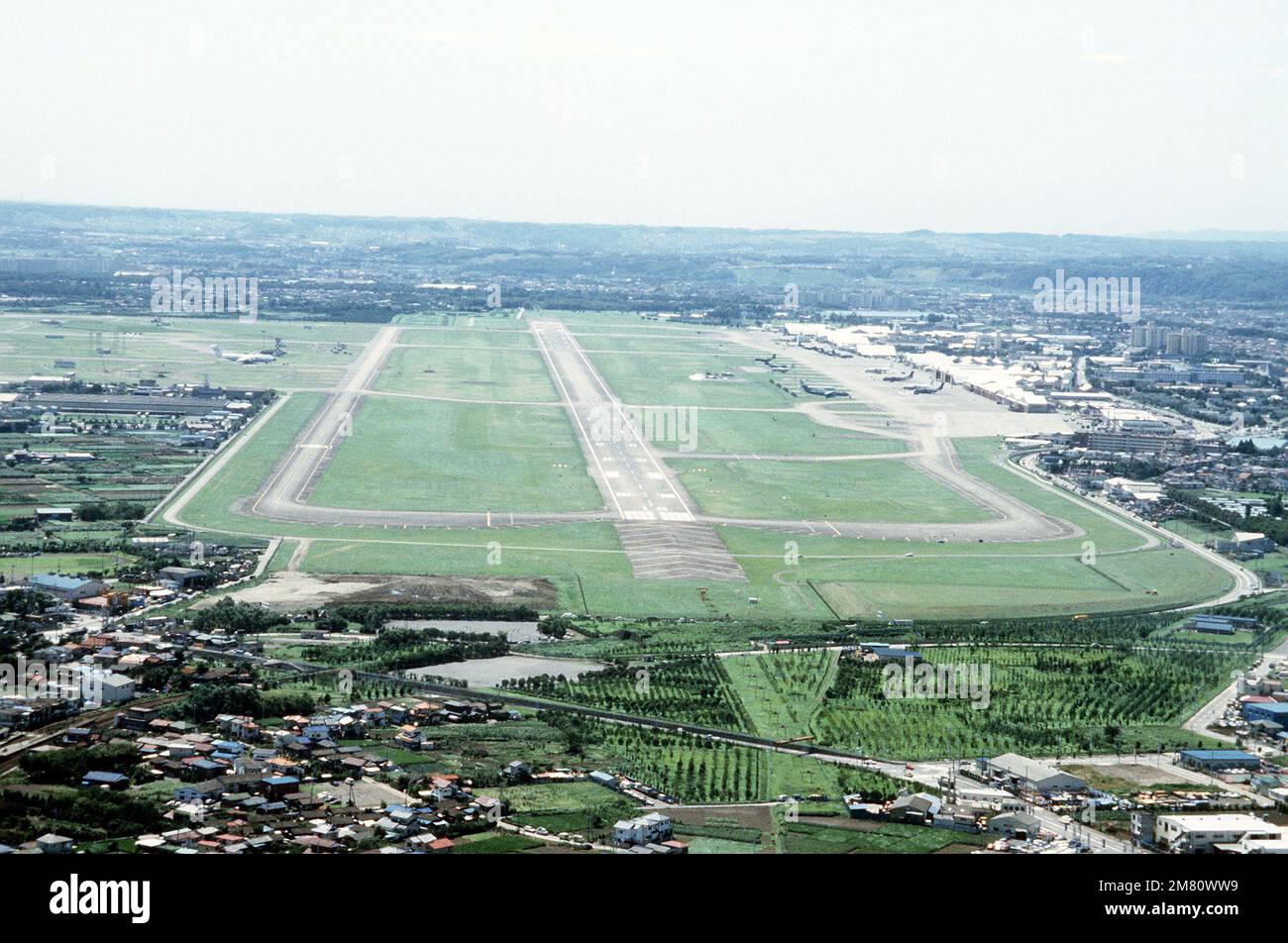 An aerial view of Yokota Air Base, Japan. Base: Yokota Air Base Country ...