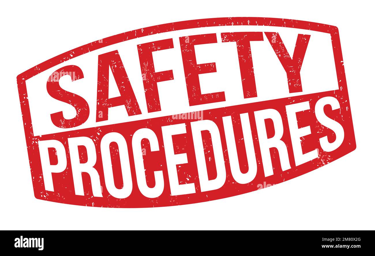 Safety procedures grunge rubber stamp on white background, vector ...