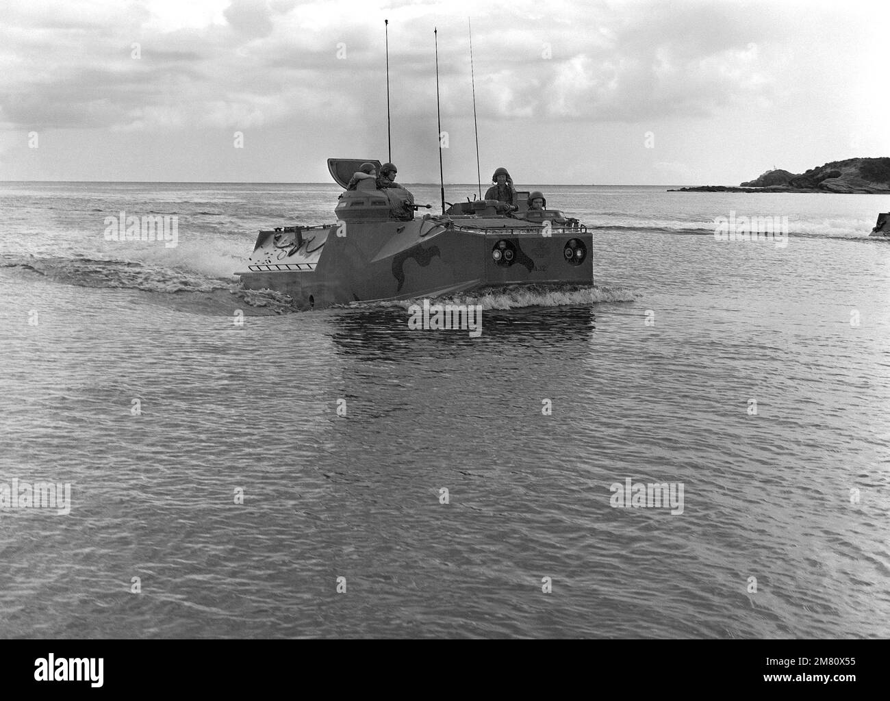 General Kuroda of Japan rides to the beach in an LVTP-7 (tracked ...