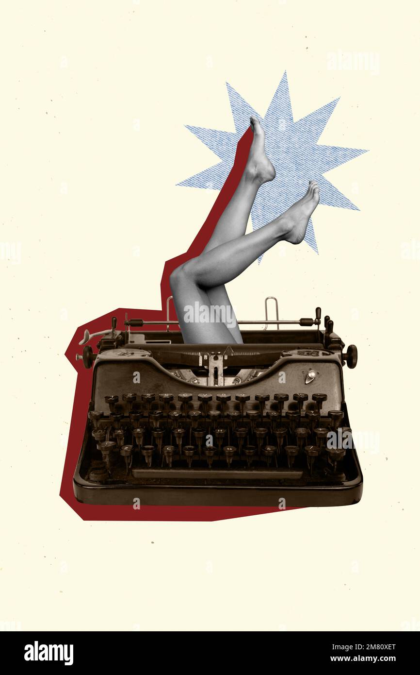 Vertical creative photo collage illustration of woman legs stuck in ...