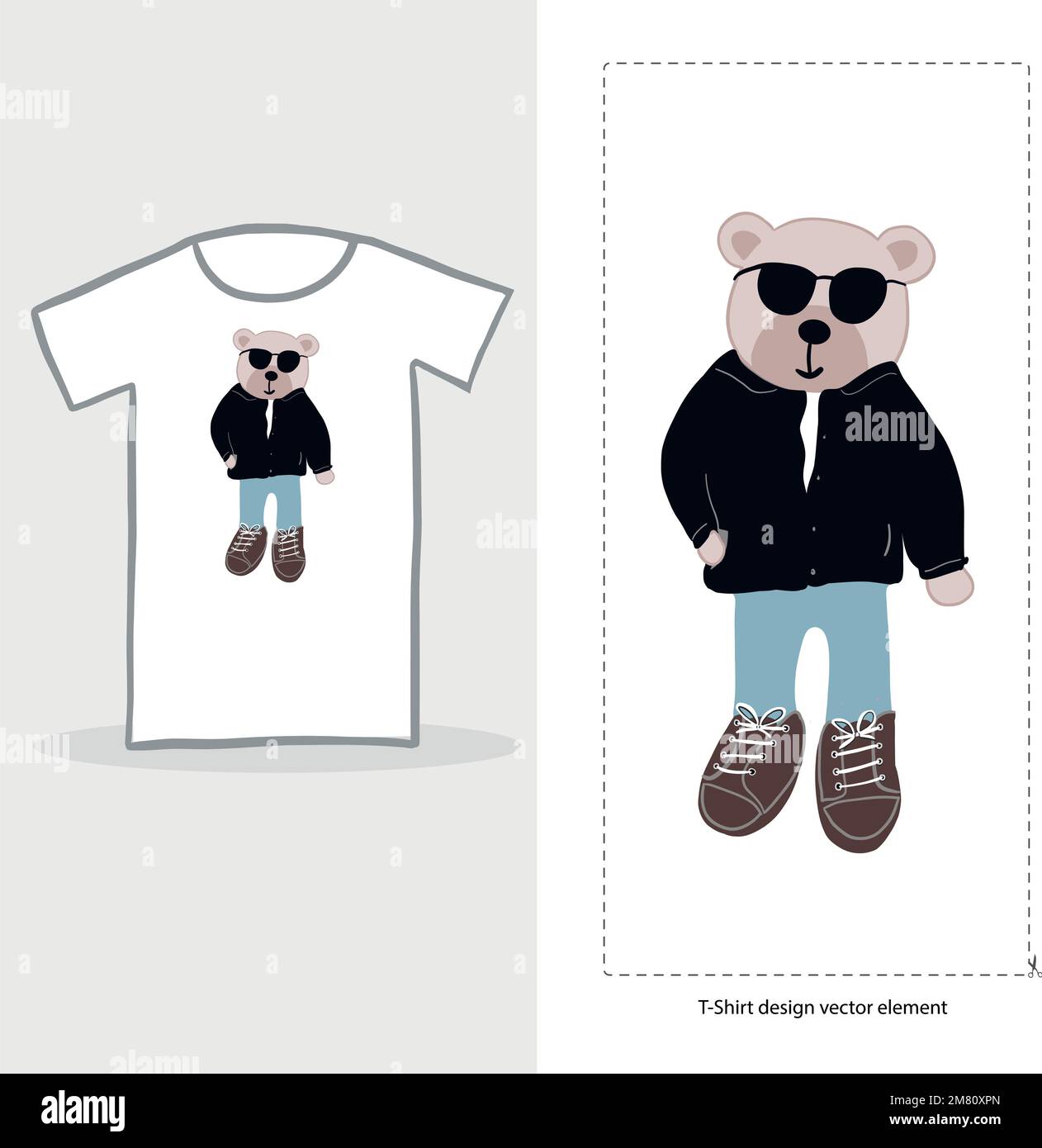Cute teddy bear boy with black glasses fashion illustration. Tshirt ...