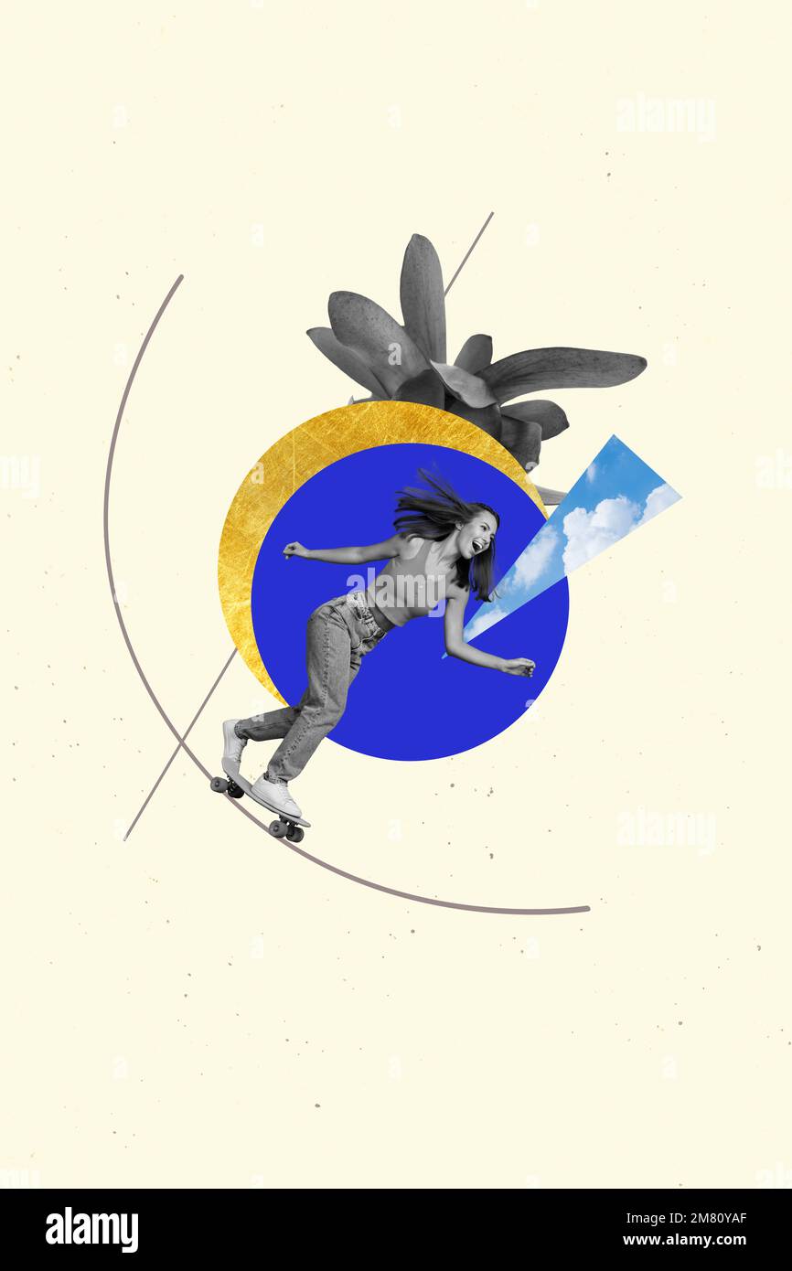 Vertical creative photo collage illustration of optimistic positive ...