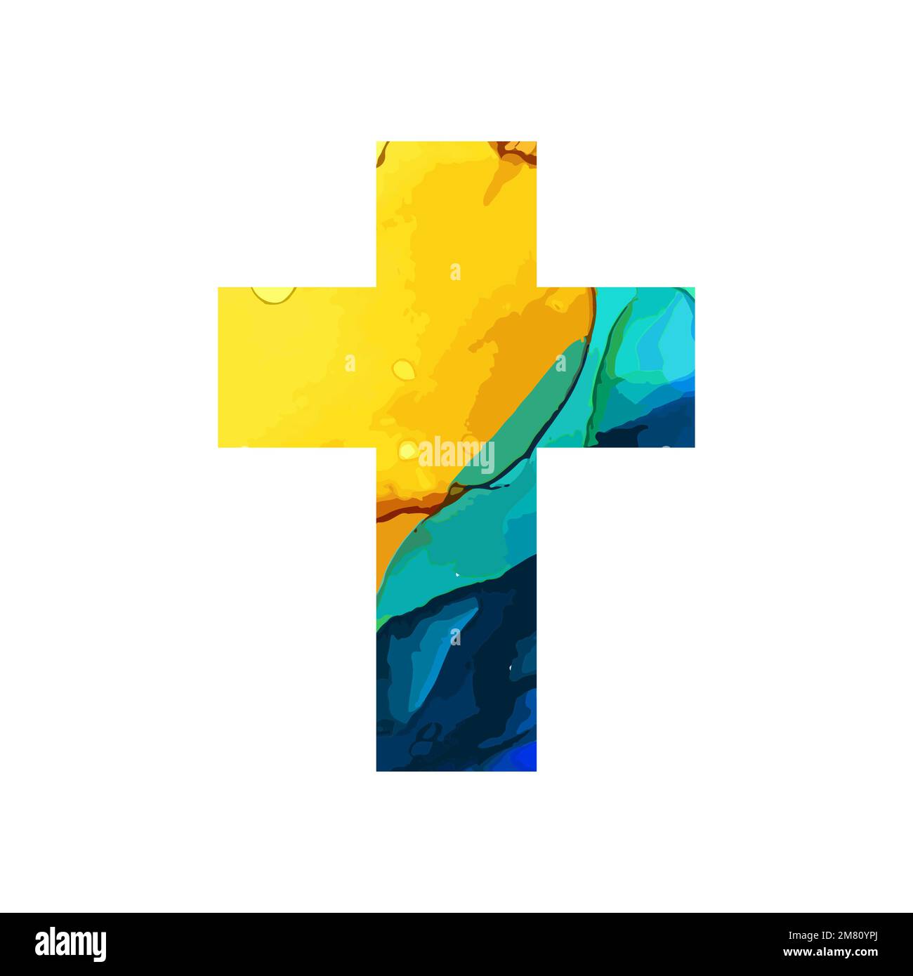 Cross yellow and blue watercolor religious. Colors of the Ukrainian ...