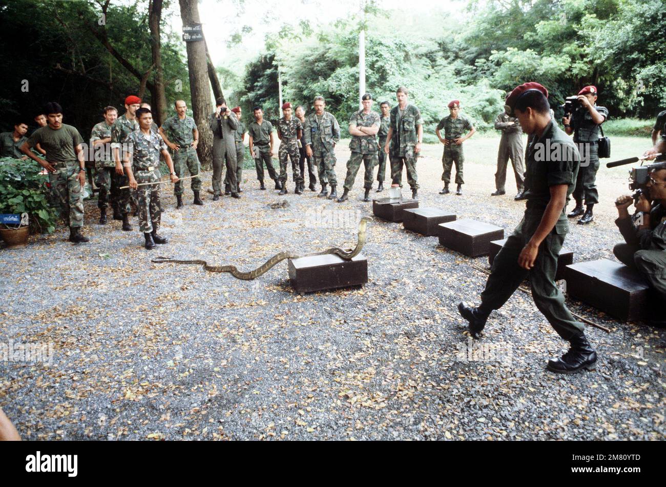 United States Air Force personnel observe a live demonstration during a ...