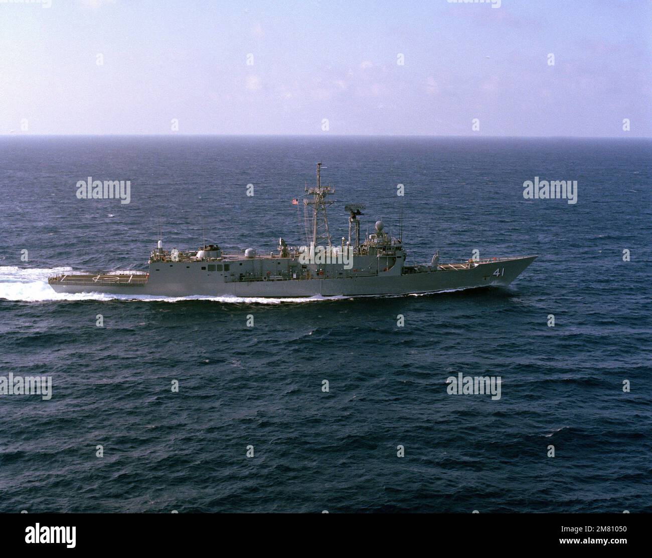 Aerial starboard beam view of the guided missile frigate USS MCCUSKY ...