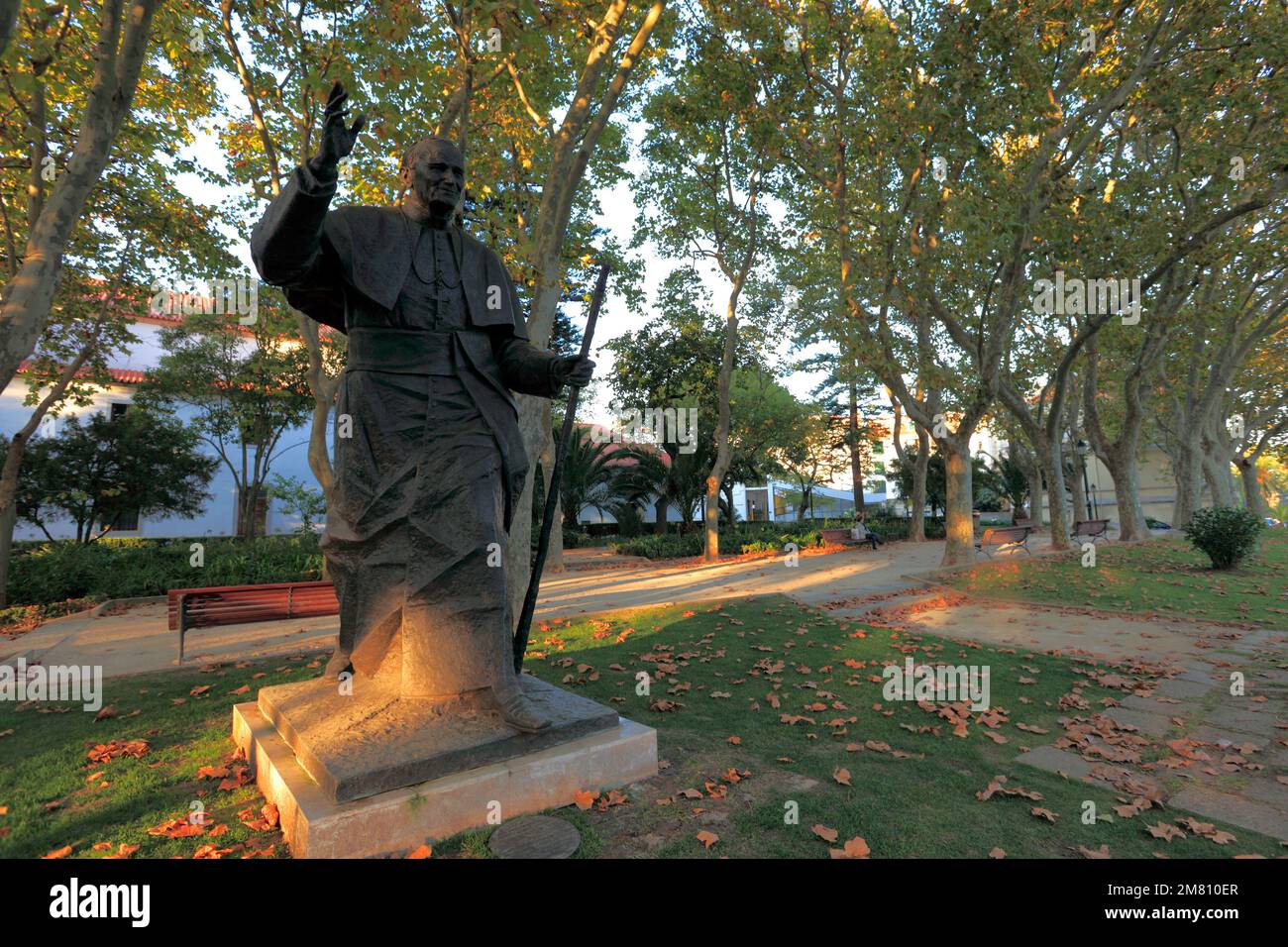Pope John Paul II statue in gardens at Cascais, Estoril, Lisbon Coast ...
