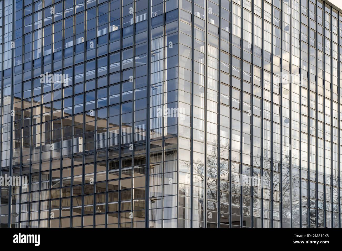 glass curtain wall on the façade, bauhaus school, Dessau, Federal ...