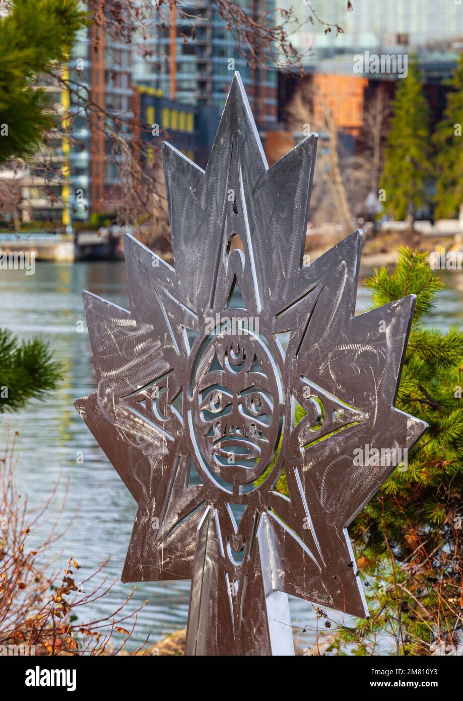 Public art installation on the False Creek waterfront in Vancouver ...