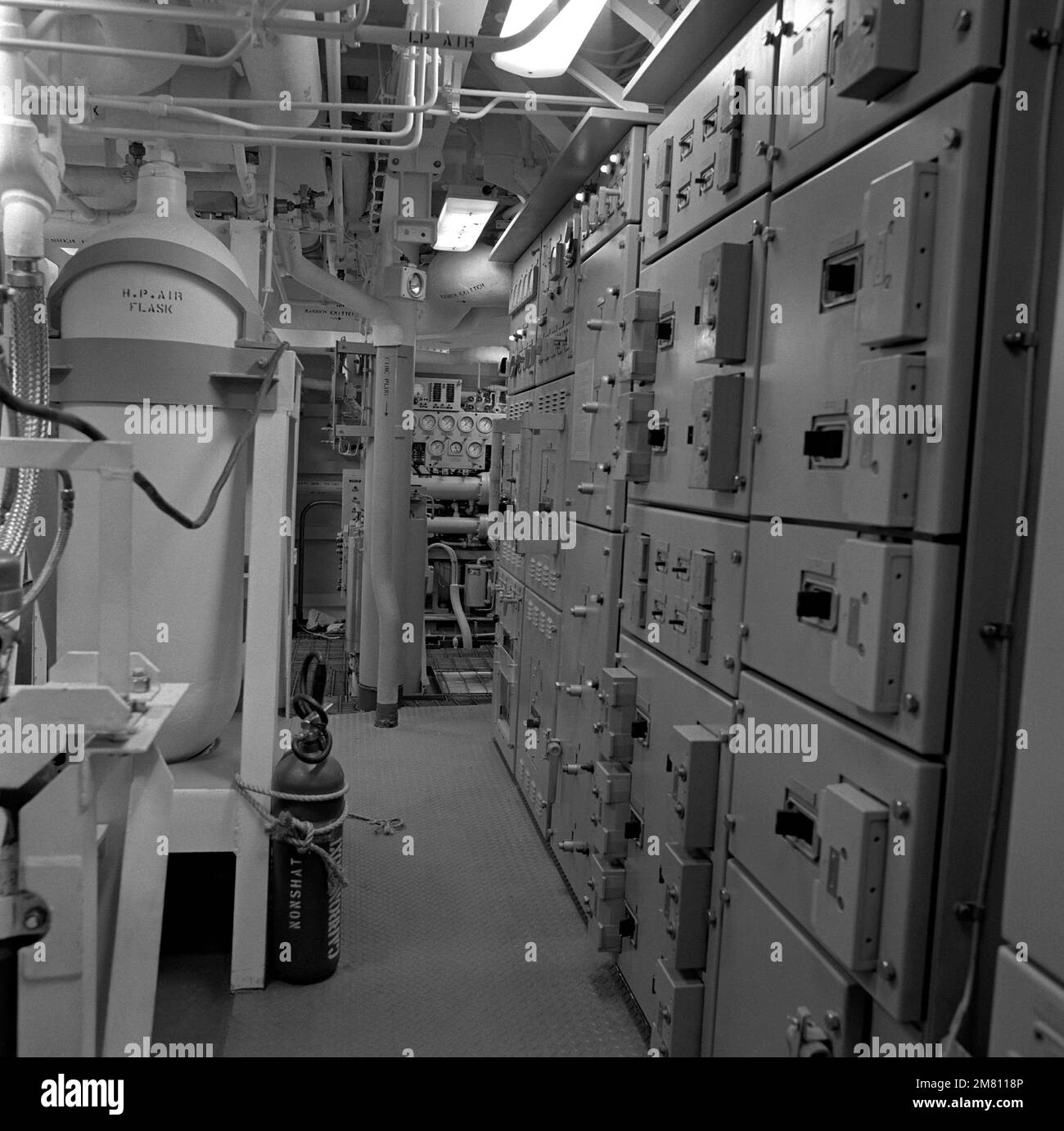 The upper level auxiliary machinery room No. 2 aboard the guided ...