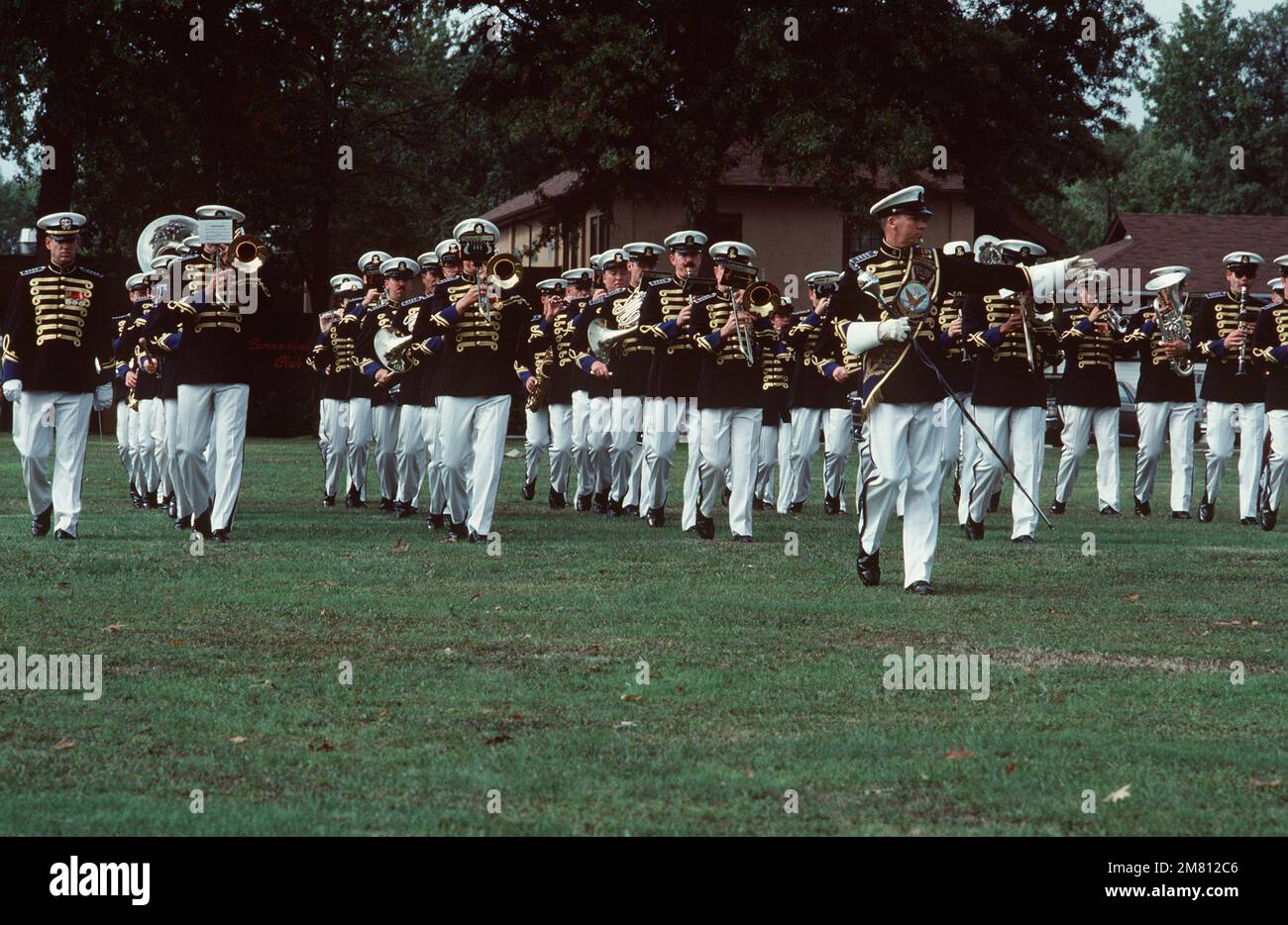 The US Navy Band performs during the commissioning ceremony for the ...