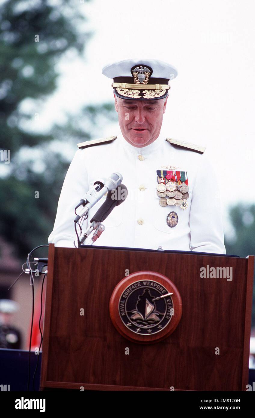 ADM James D. Watkins, chief of Naval Operations, addresses guests ...