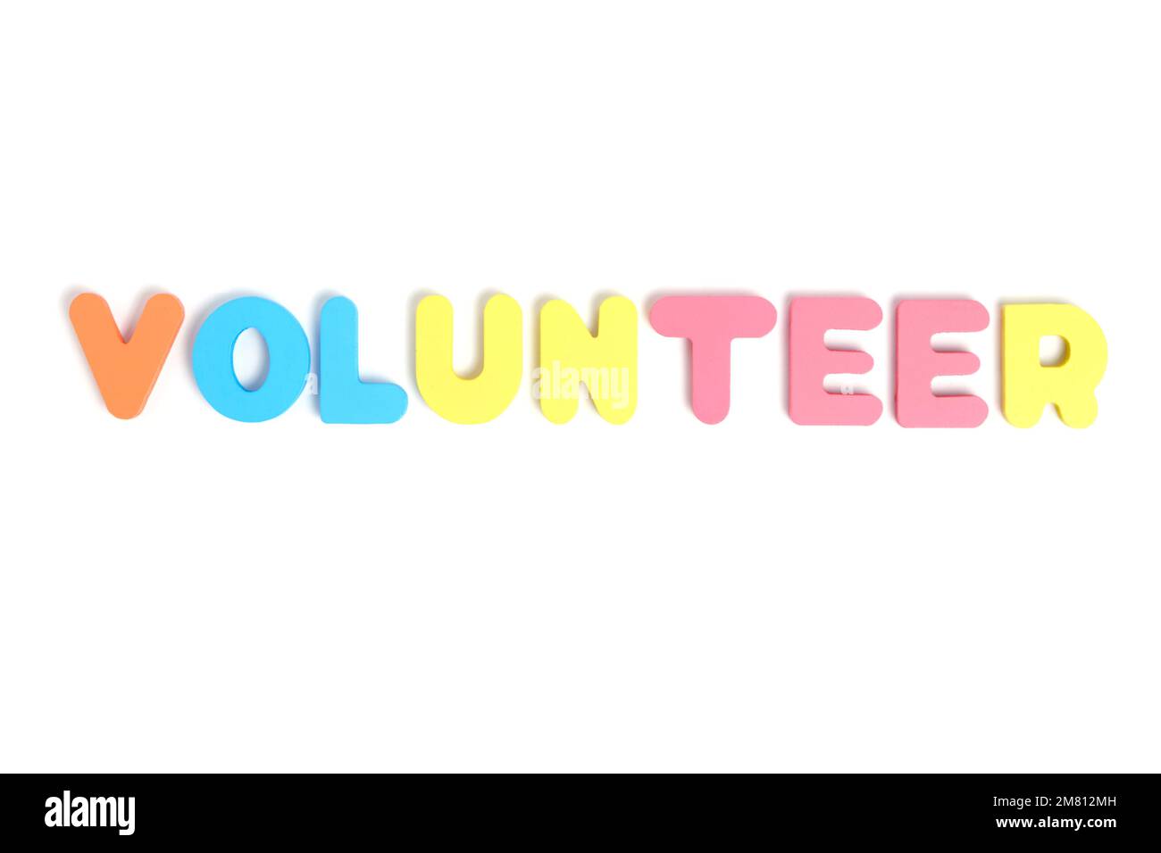 Word volunteer composed multi colored letters white background Stock ...