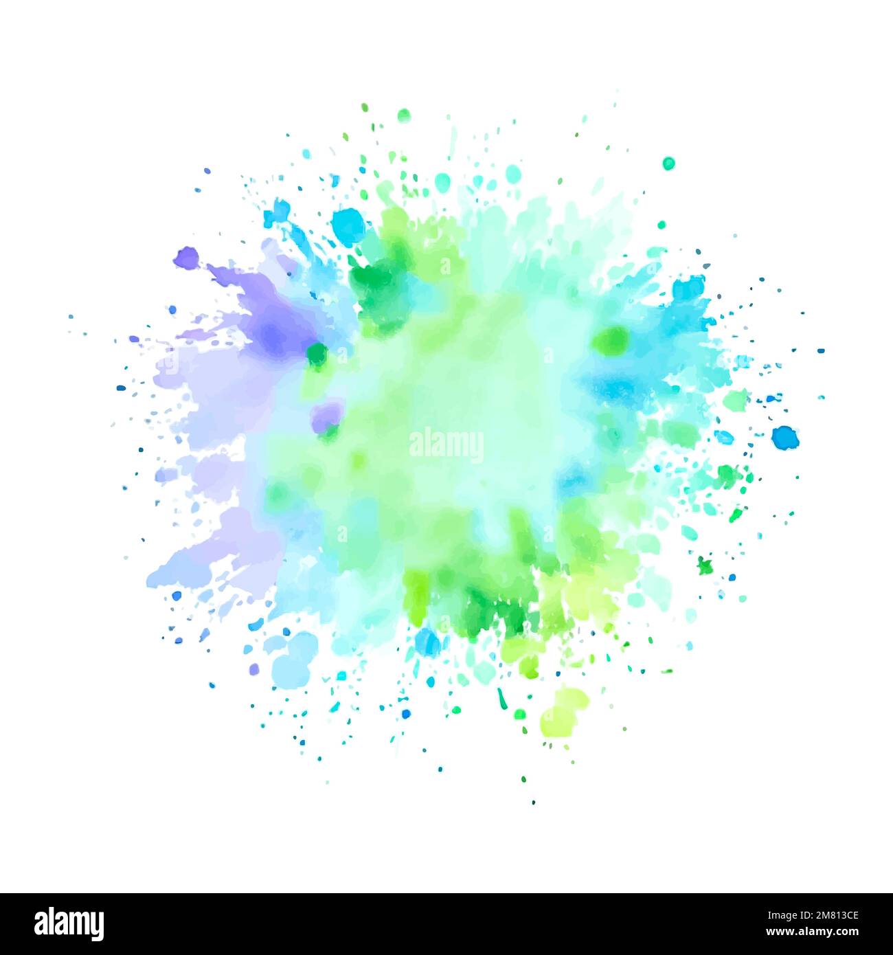 Green and blue colorful watercolor splash, color spot, abstract shape ...