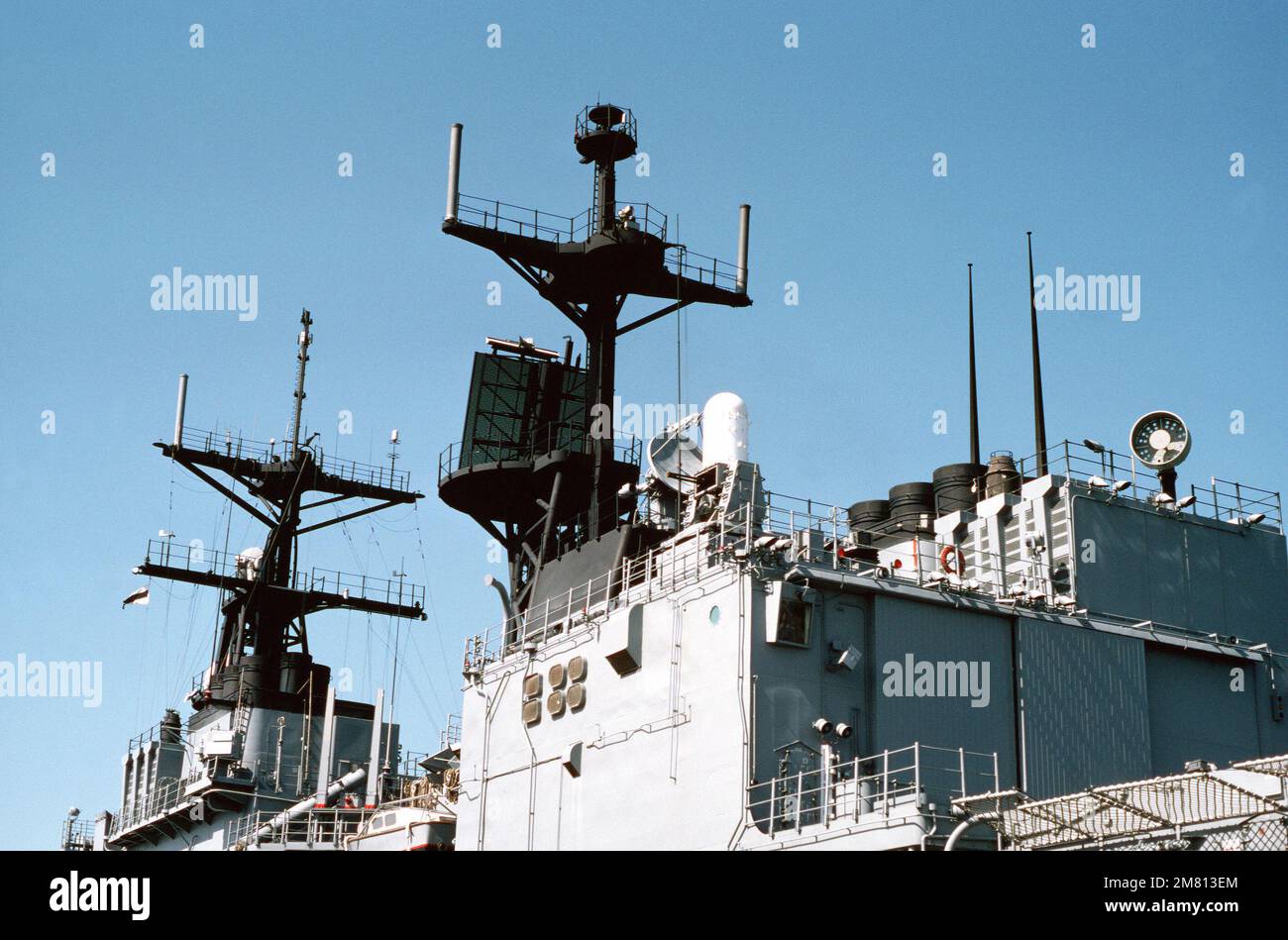 A view from port aft of the upper works of the guided missile destroyer ...