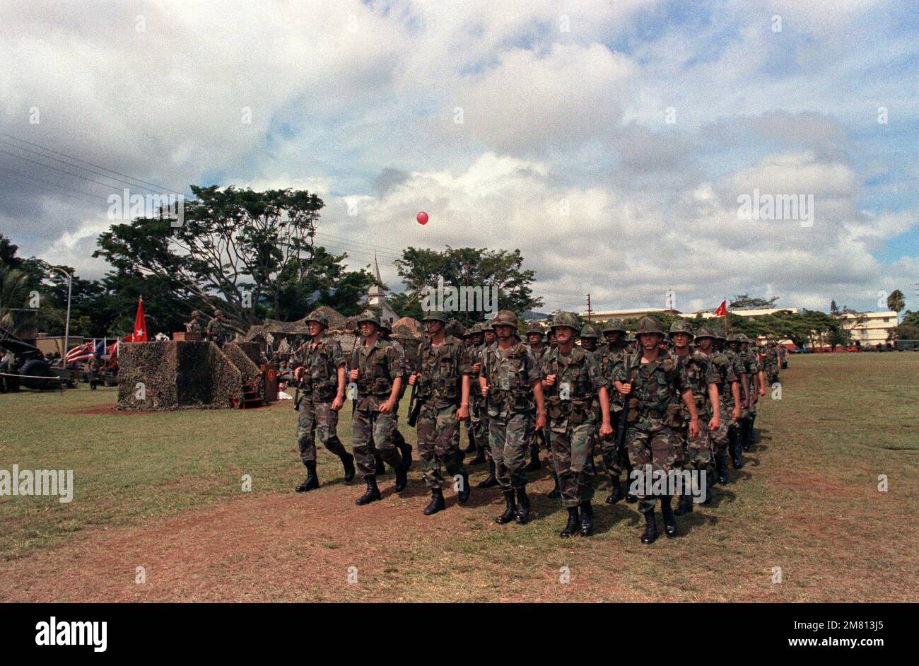 Artillerymen of the newly designated 8th Field Artillery Regiment pass ...