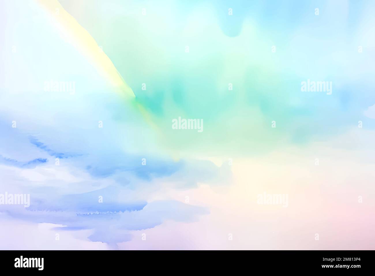 Handmade sky illustration of colorful pastel watercolor, multicolor ...