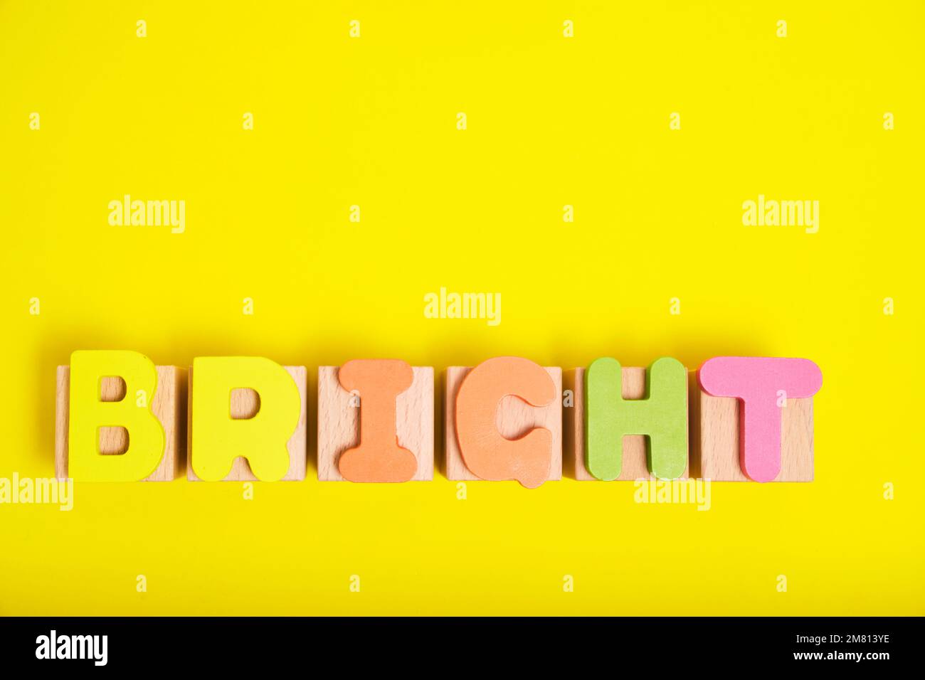 Word bright laid out multicolored letters yellow background Stock Photo ...