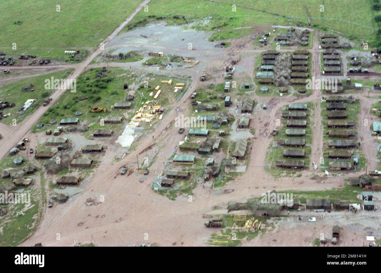 An aerial view of the military base set up for the Ahuas Tara II (Big ...