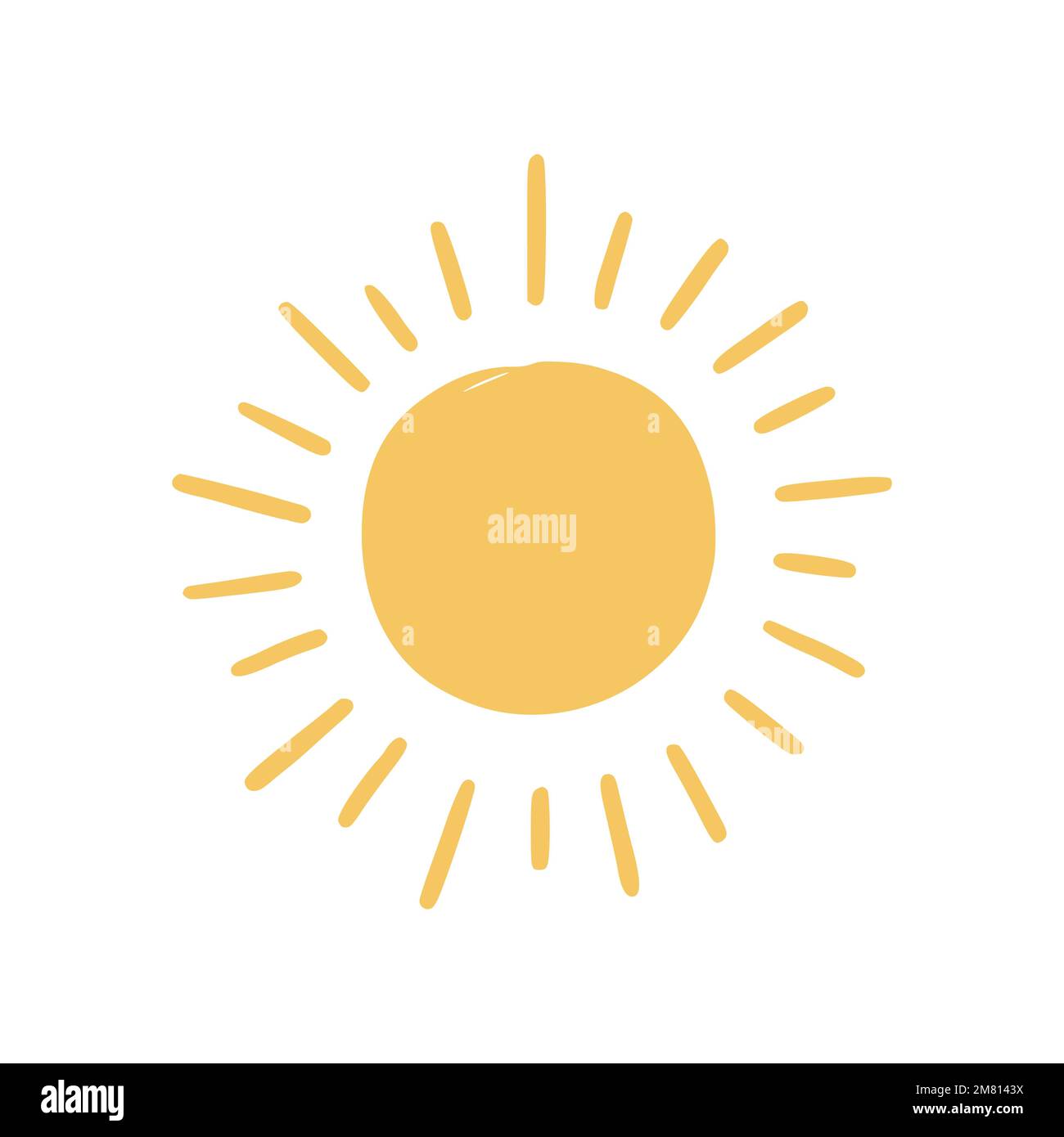 Doodle sun sketch illustration. Hand drawn cute orange sunshine ...