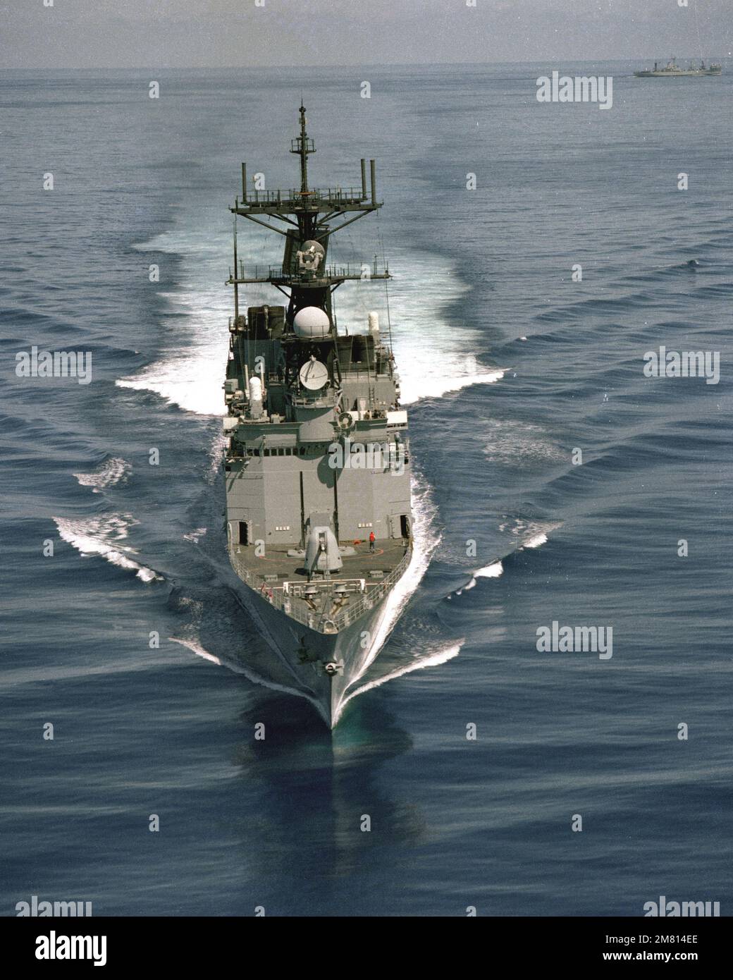 An aerial bow view of the guided missile destroyer USS CHANDLER (DDG ...