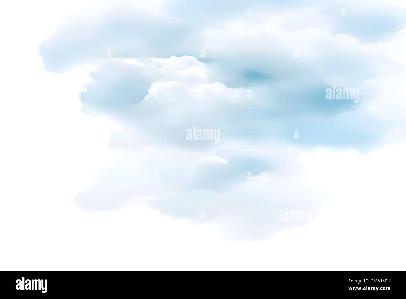 Handmade illustration of blue clouds, sky watercolor, light abstract ...