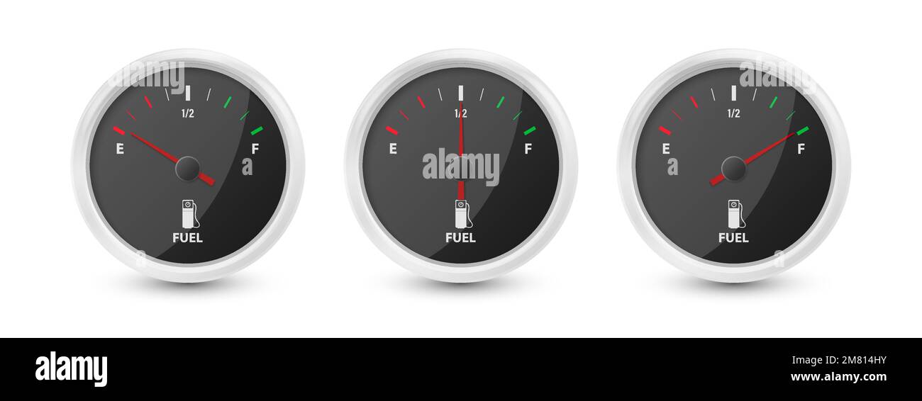 Vector 3d Realistic Black Gas Fuel Tank Gauge, Oil Level Bar Set ...