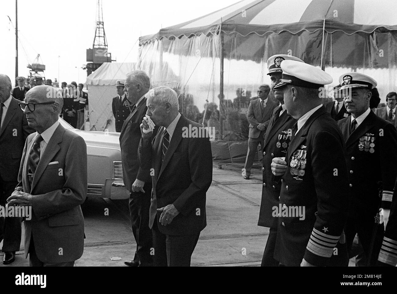 ADM Hyman G. Rickover (with handkerchief) and ADM Kinnaird R. McKee ...