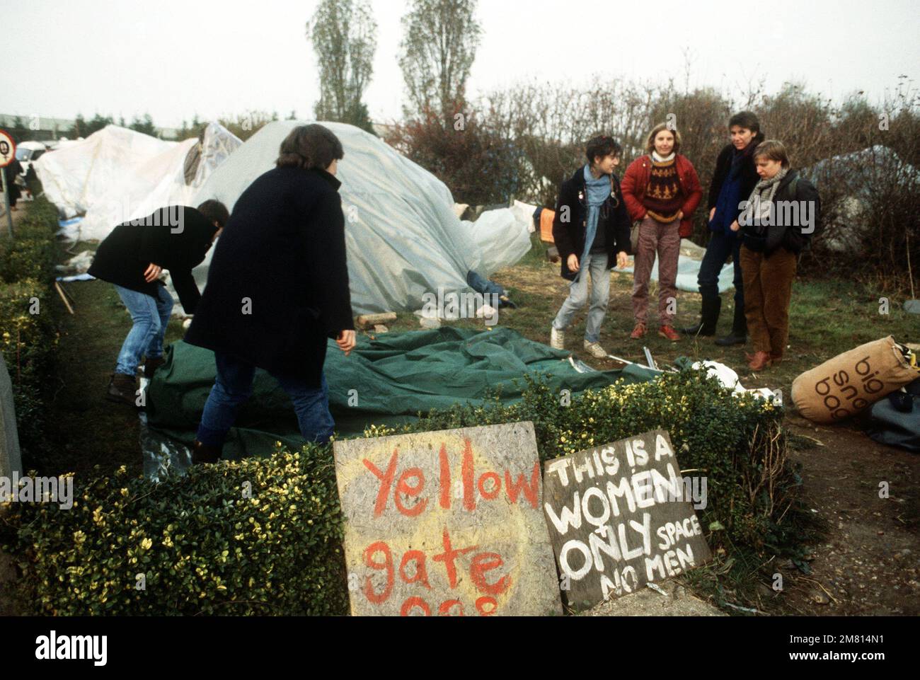 Anti-nuclear demonstrators camped outside the air base during the ...